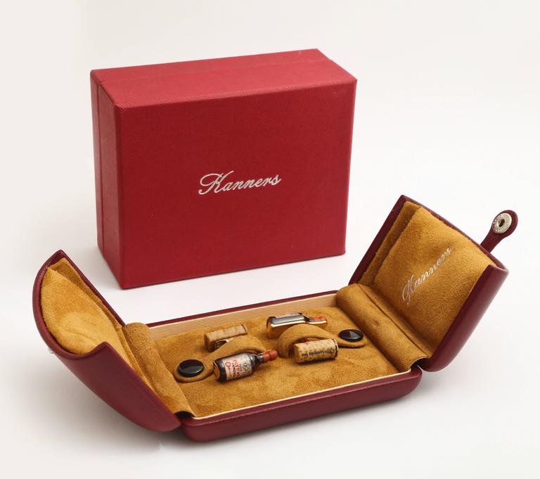 Michael Kanners Carved Stone Red Wine Cufflinks at 1stDibs