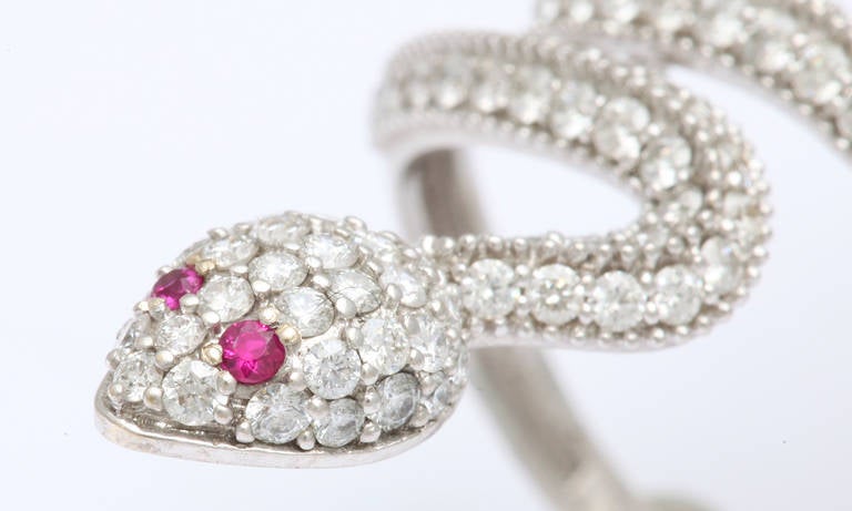 Golconda Full Finger Ruby Diamond Snake Ring at 1stDibs | full finger ...