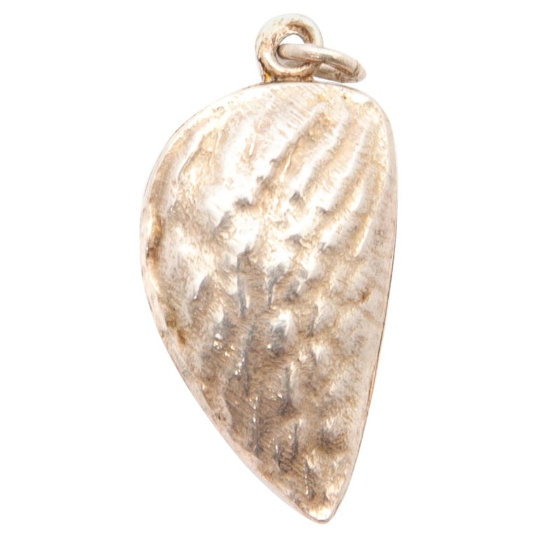 Vintage Almond Nut Silver Charm Pendant For Sale at 1stDibs