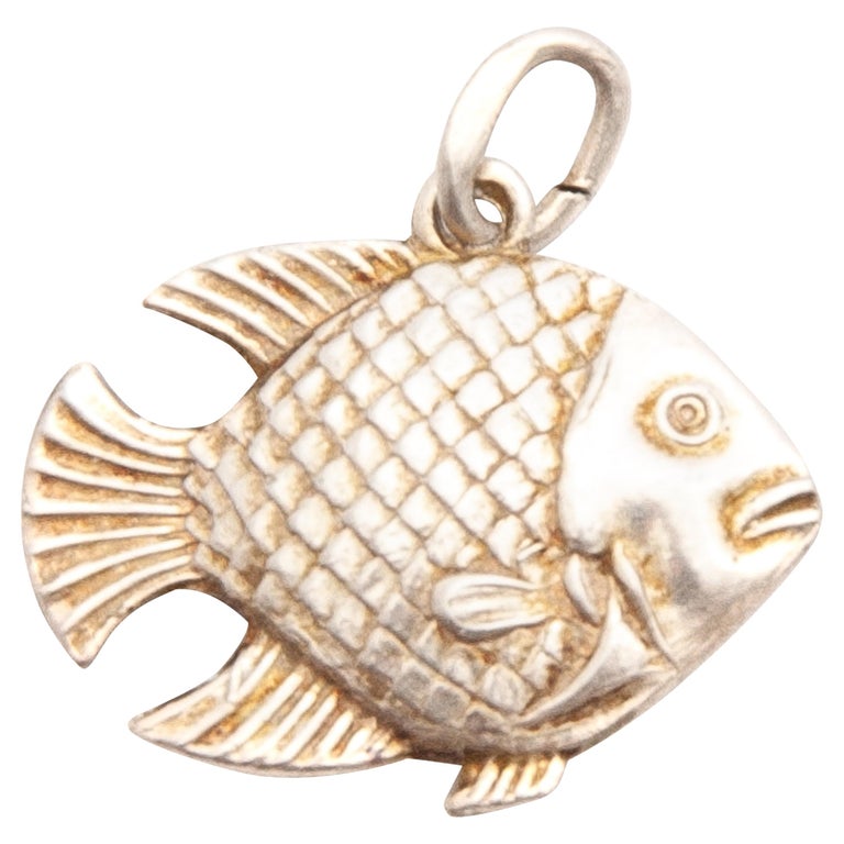 Vintage Fish Charm Silver Charm Pendant at 1stDibs