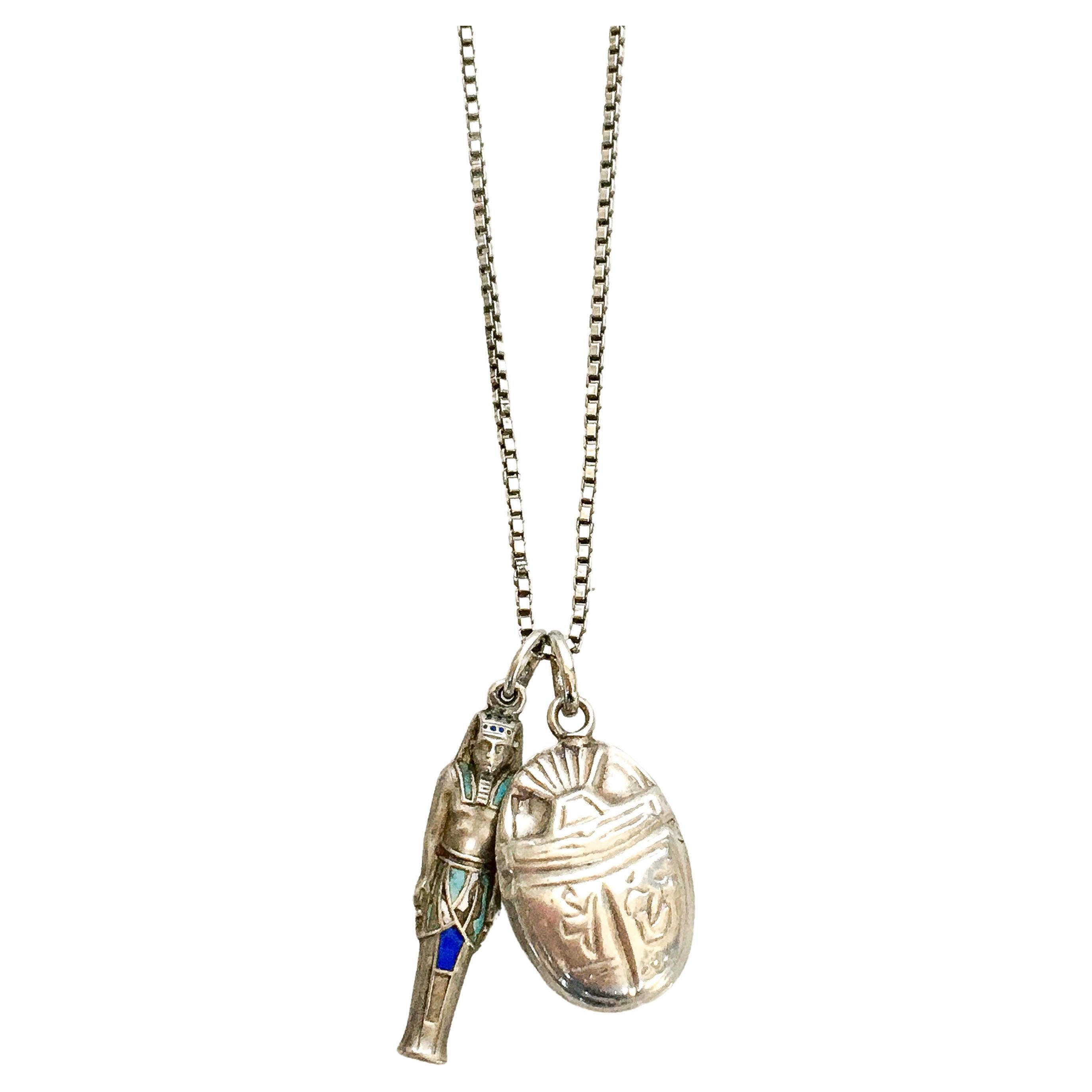 Egyptian Scarab Engraved Silver Charm Pendant at 1stDibs | egyptian ...