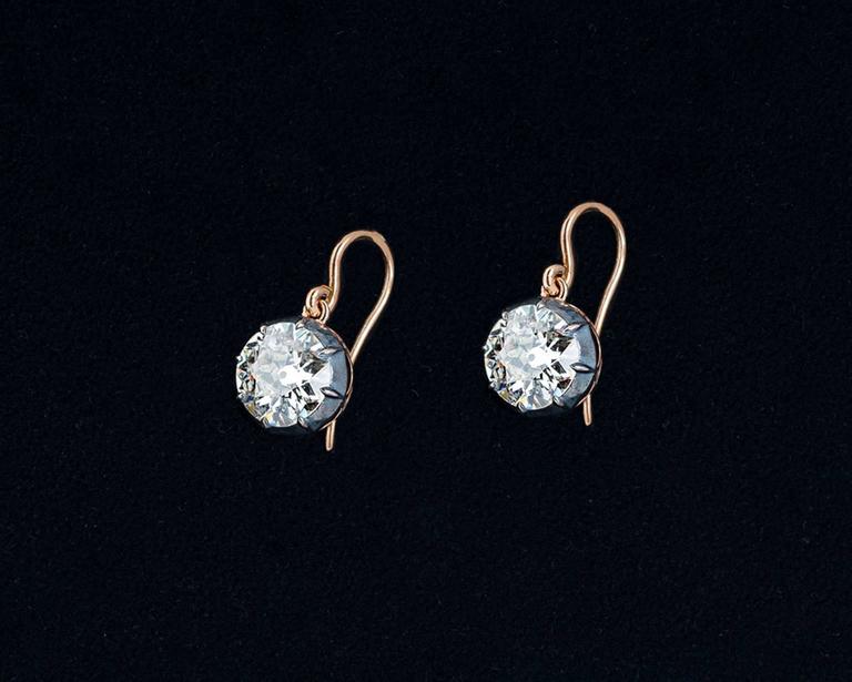 Antique Diamond Silver Gold Single-Stone Earrings at 1stDibs | single ...