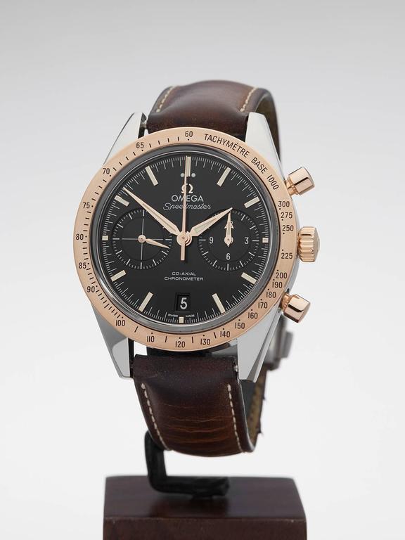 Omega Rose Gold Stainless Steel Speedmaster Automatic Wristwatch at 1stDibs