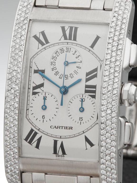 Cartier White Gold After Set Pave Diamonds Tank Americaine Quartz ...