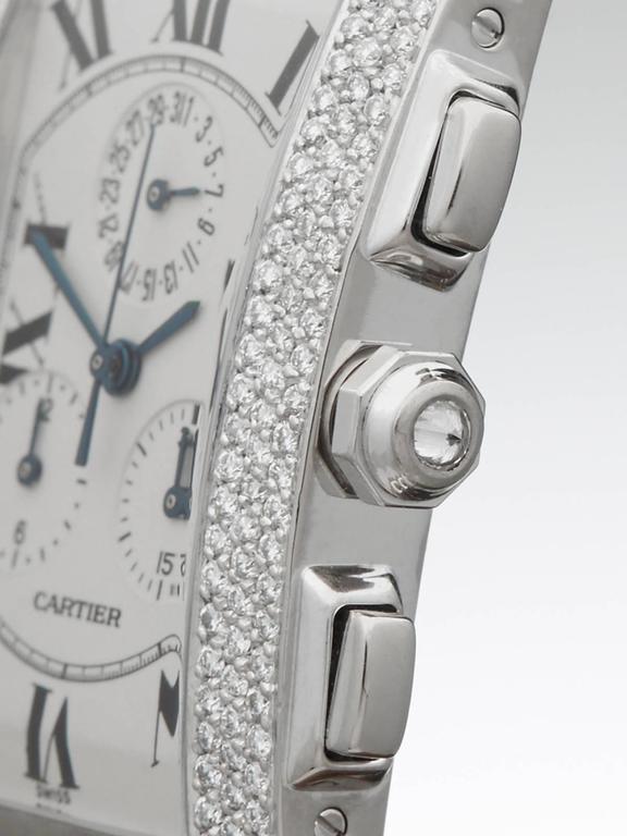 Cartier White Gold After Set Pave Diamonds Tank Americaine Quartz ...