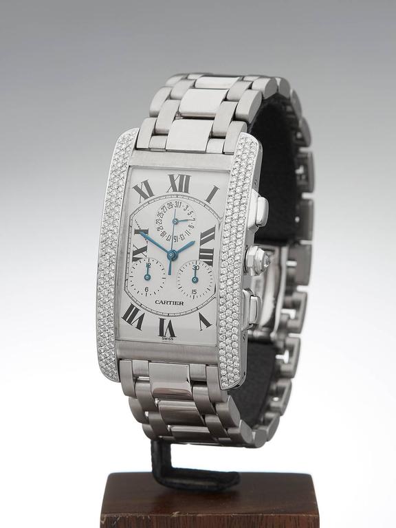 Cartier White Gold After Set Pave Diamonds Tank Americaine Quartz ...