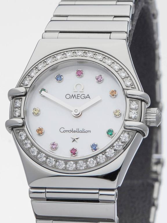 Omega Ladies Stainless Steel Constellation Gem Set Dial Quartz ...