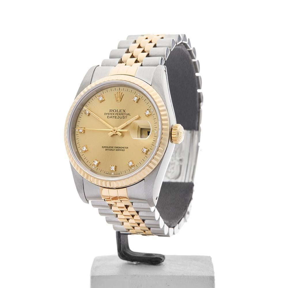 Rolex Yellow Gold Stainless Steel Datejust Automatic Wristwatch Ref ...