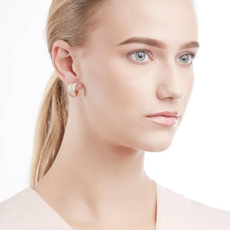 Cartier 18 Karat Yellow Gold Round Brilliant Cut Diamond Double Hoop ...