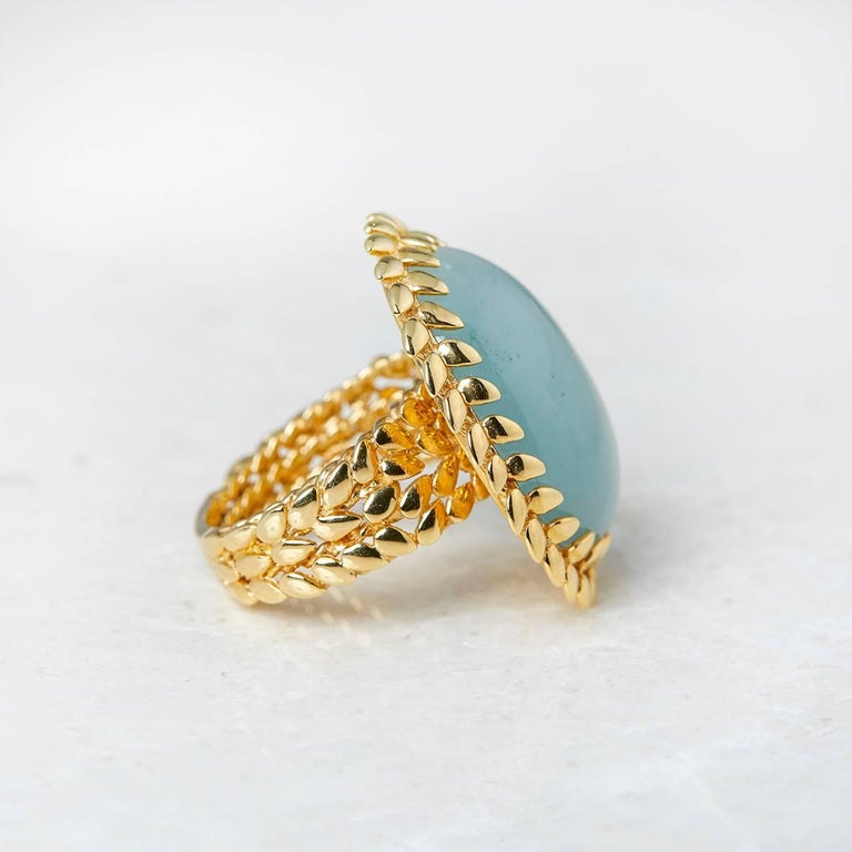 Carla Amorim 18 Karat Yellow Gold Cabochon Aquamarine Ring at 1stDibs