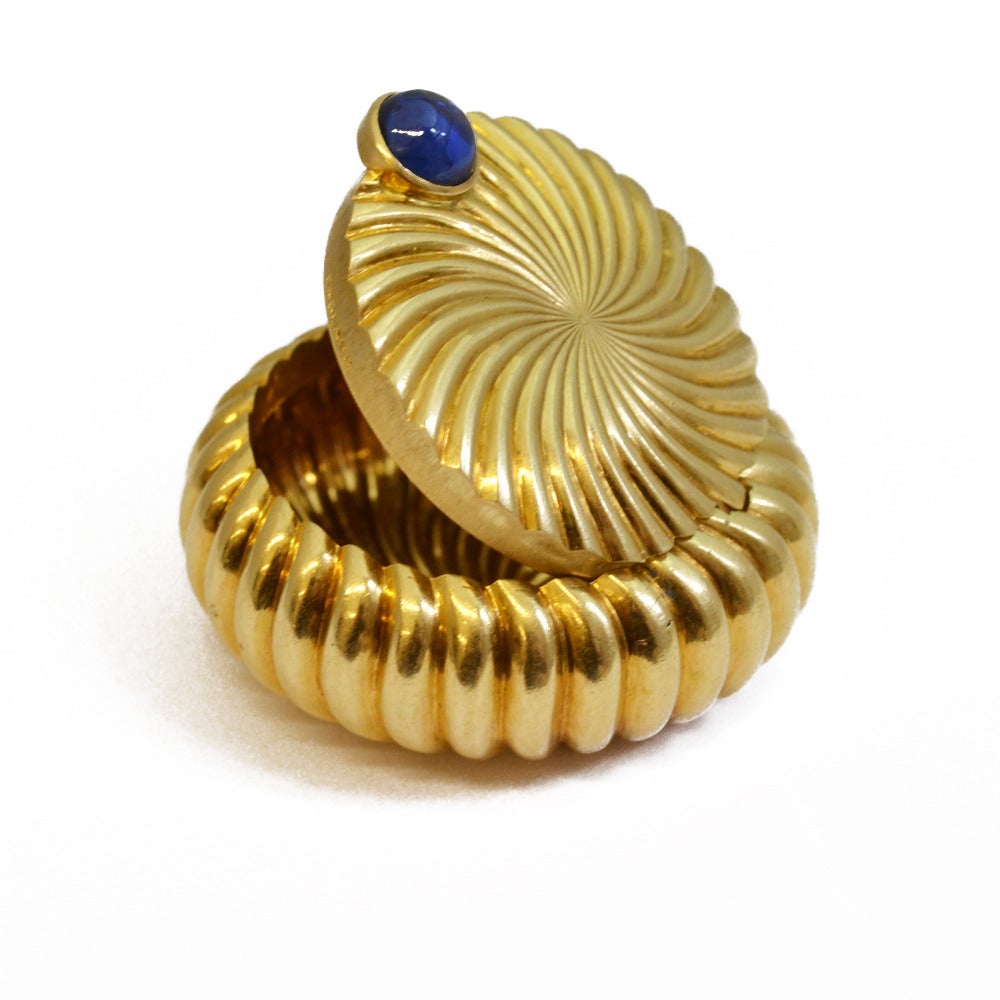 Cartier Sapphire Gold Pill Box For Sale at 1stDibs