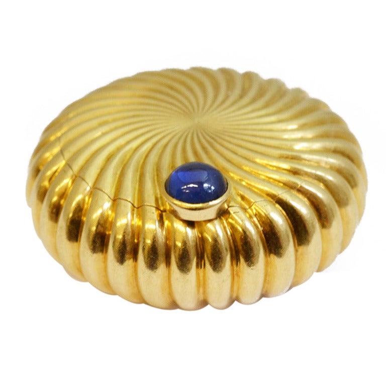 Cartier Sapphire Gold Pill Box For Sale at 1stDibs
