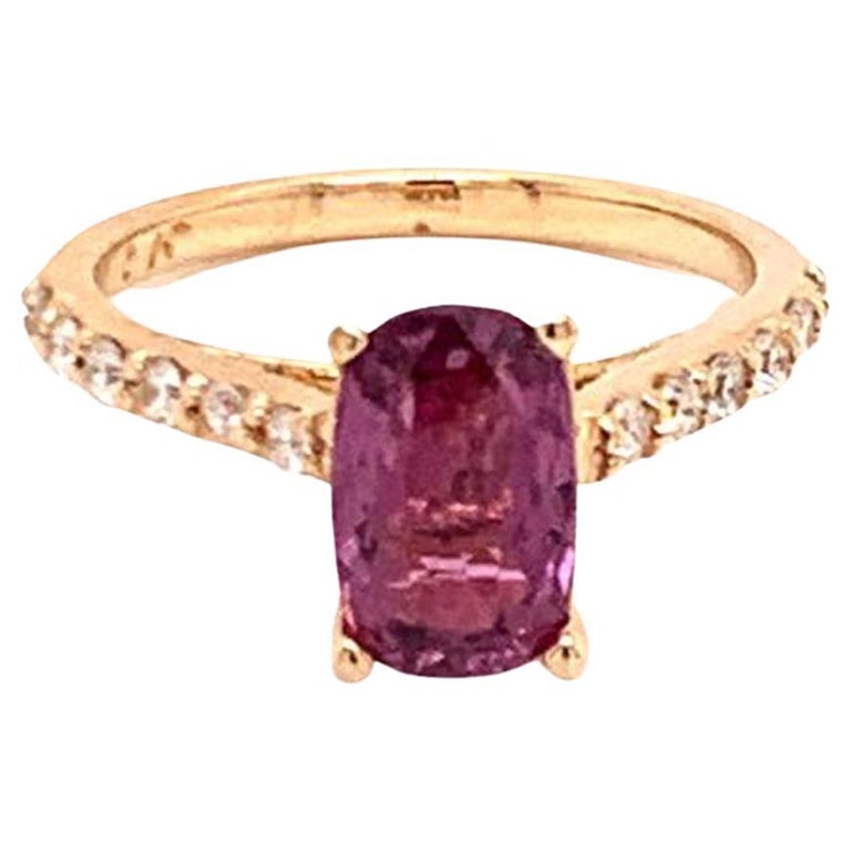 Diamant lila Saphir Ring 2 TCW 14k Gold zertifiziert im Angebot bei 1stDibs