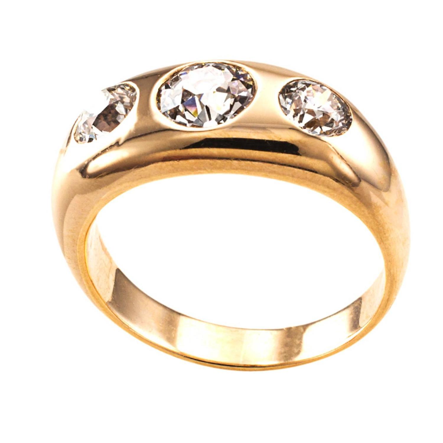 Three-Stone Diamond Gold Gypsy Ring For Sale at 1stdibs