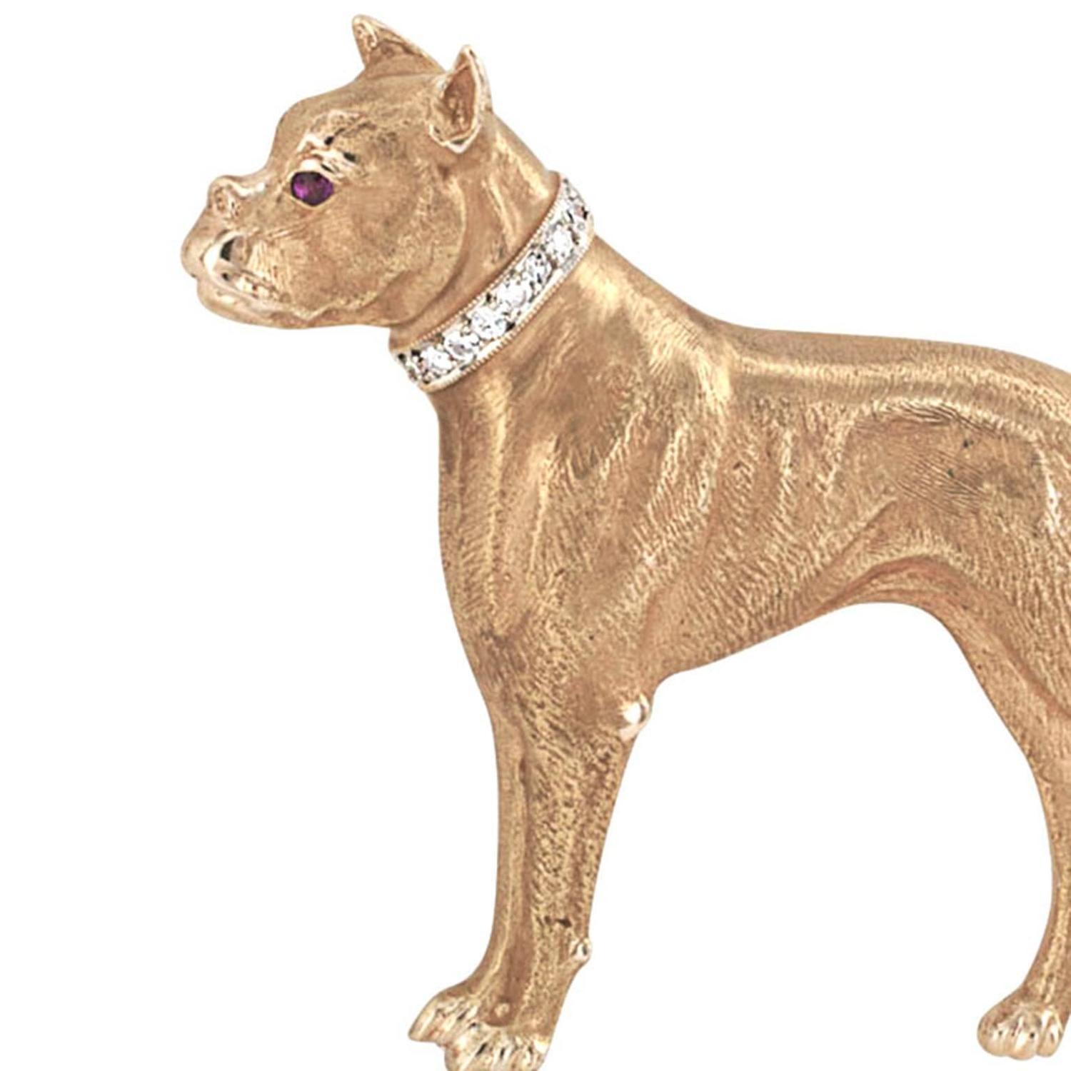 1920s Diamond Gold Boxer Dog Brooch at 1stdibs