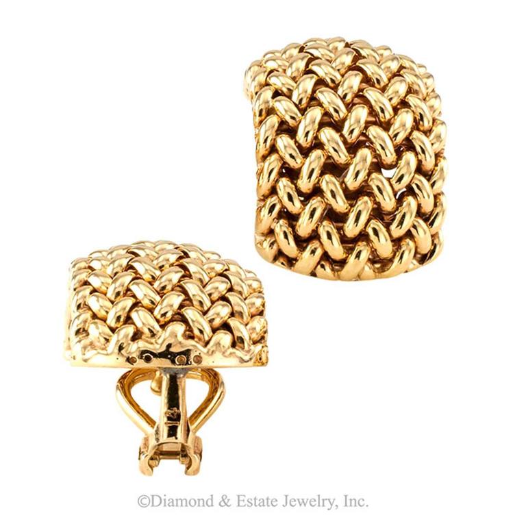 Gold Mesh Half Hoop Ear Clips at 1stDibs