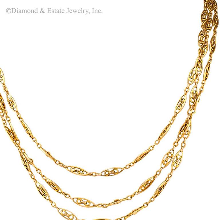 French Antique Long Chain 64" Long with Clasp at 1stDibs