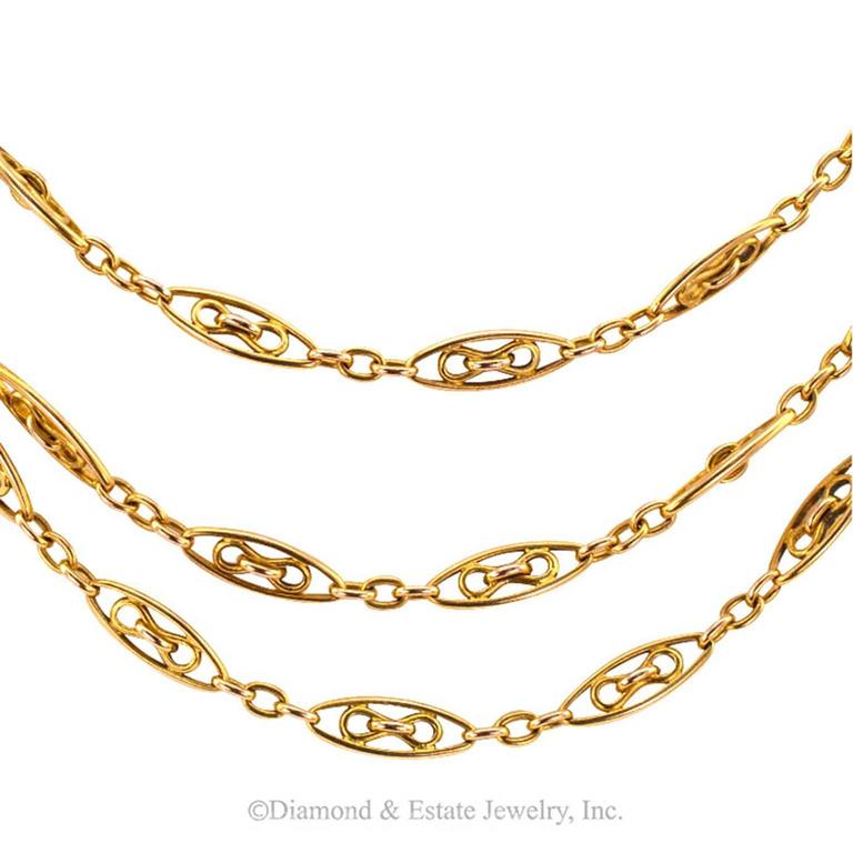French Antique Long Chain 64" Long with Clasp at 1stDibs