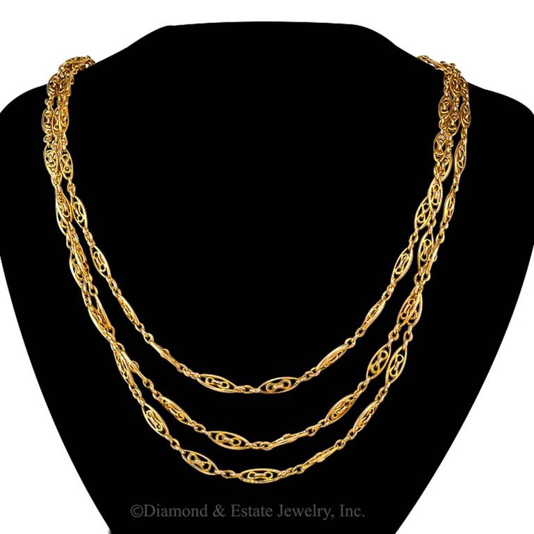 French Antique Long Chain 64" Long with Clasp at 1stDibs