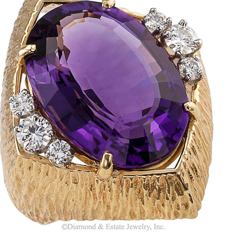 Amethyst Diamond Cocktail Ring For Sale at 1stDibs