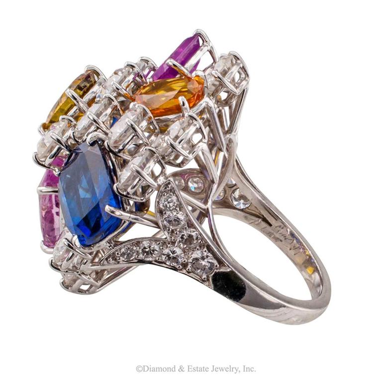 Ruser 1950s Diamond Sapphire Platinum Cocktail Ring at 1stDibs ...