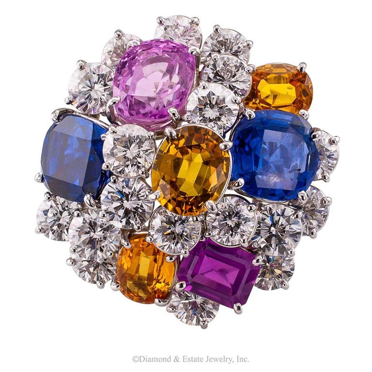 Ruser 1950s Diamond Sapphire Platinum Cocktail Ring at 1stDibs ...