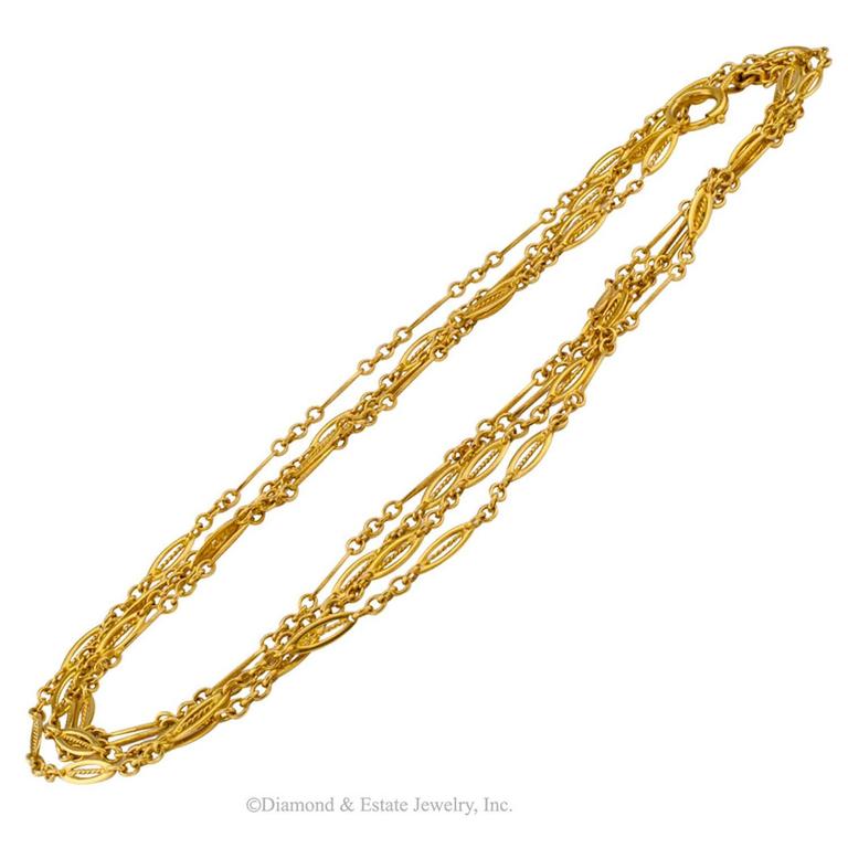 French Antique Long Chain Gold Necklace at 1stDibs | long antique chain ...