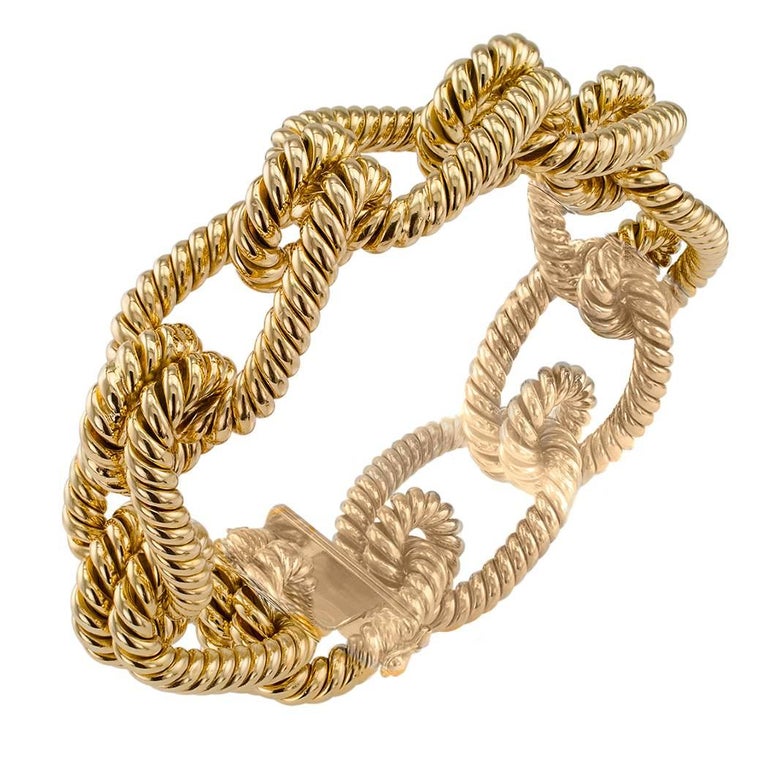 1970s Gold Knotted Rope Bracelet at 1stDibs