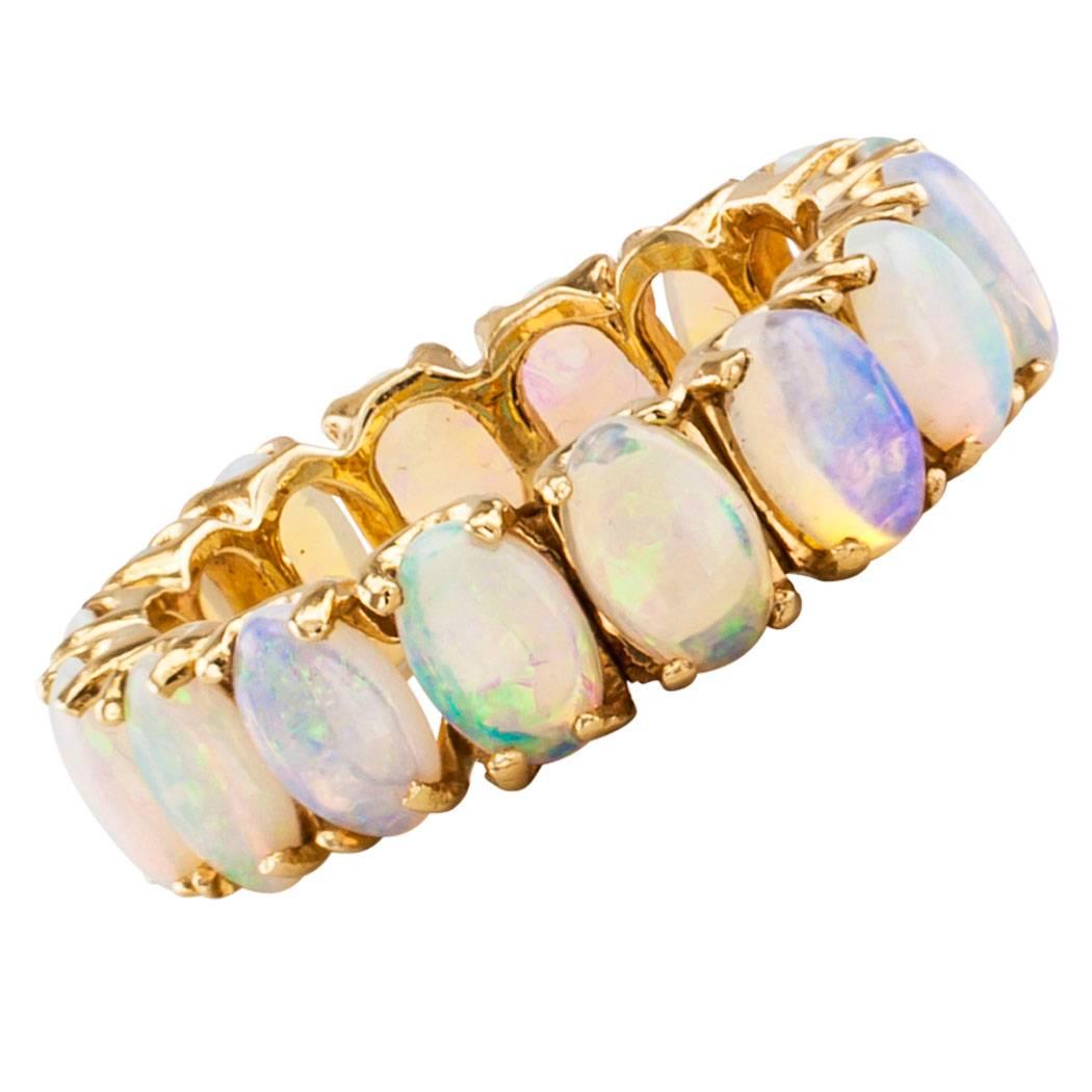 Opal Gold Eternity Ring at 1stDibs | opal eternity ring, opal diamond ...
