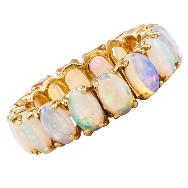 Opal Gold Eternity Ring at 1stDibs | opal eternity ring, opal diamond ...