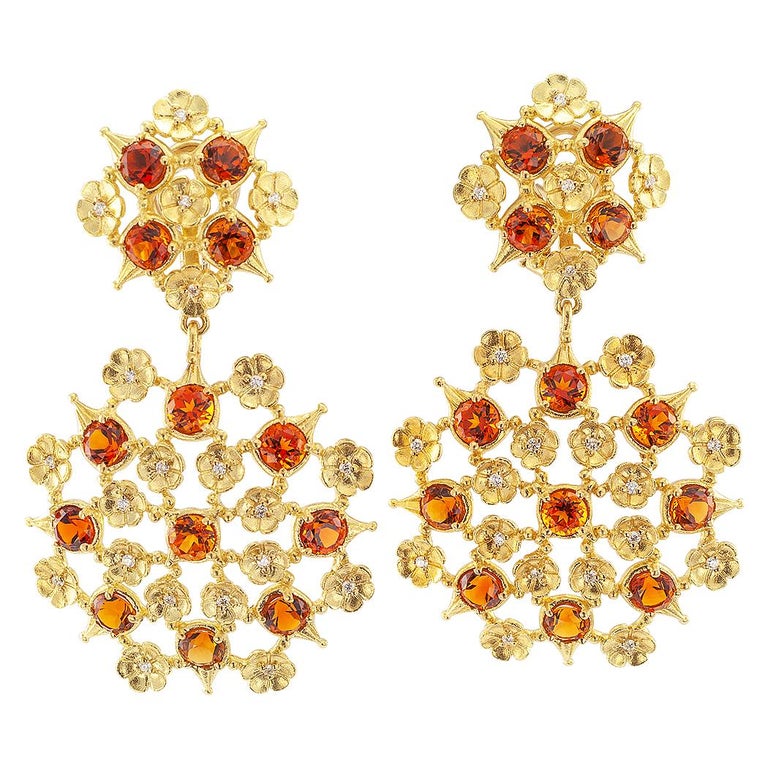 Paul Morelli Citrine Diamond Gold Drop Earrings at 1stDibs