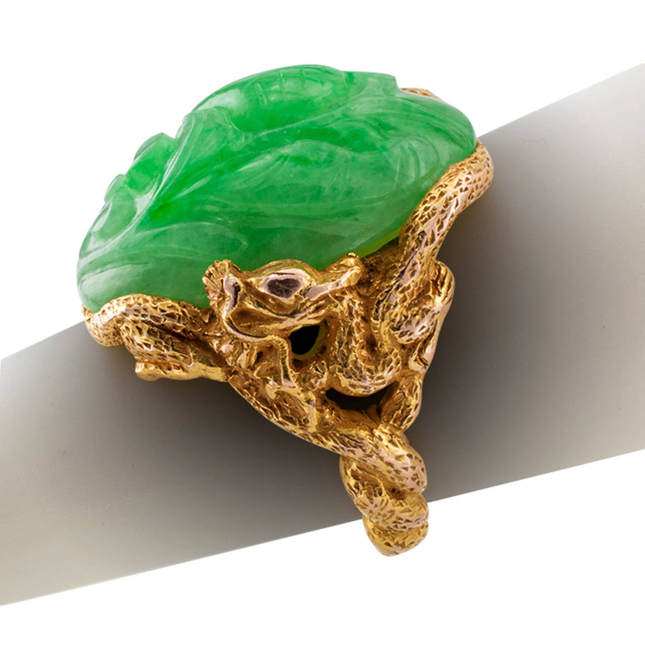 Art Nouveau Carved Green Jade Dragon Ring at 1stDibs | jade dragon art
