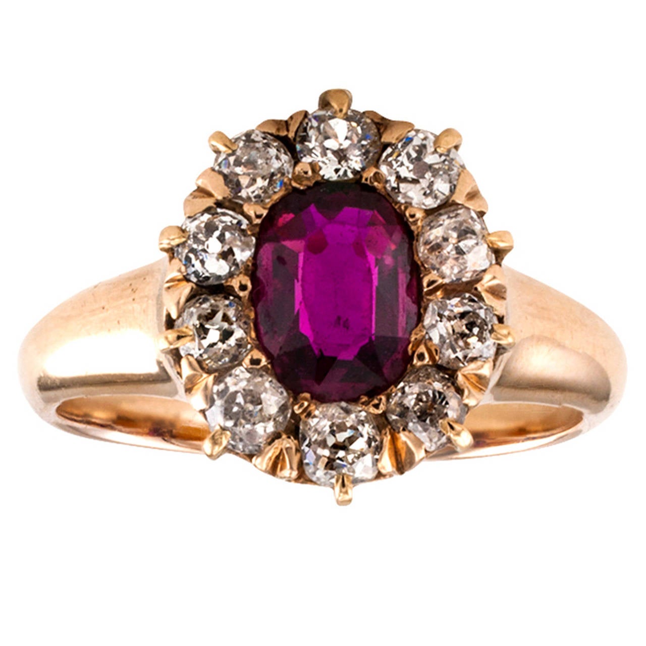 Victorian Ruby And Diamond Cluster Ring at 1stDibs
