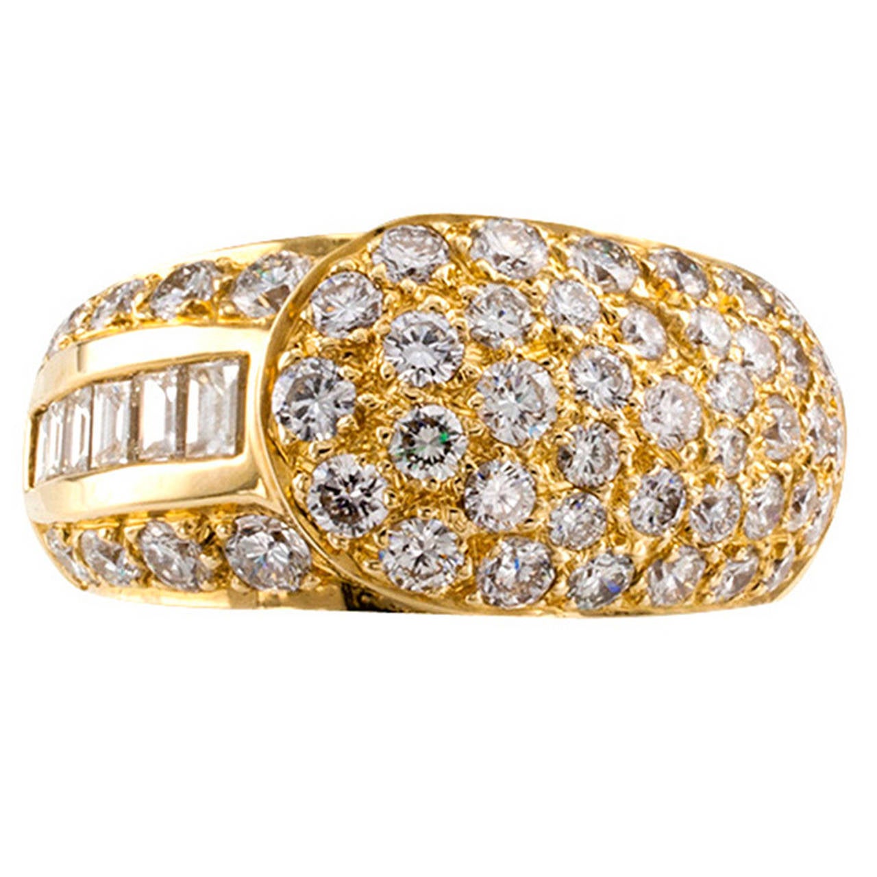 Diamond Pave Gold Buckle Ring at 1stDibs