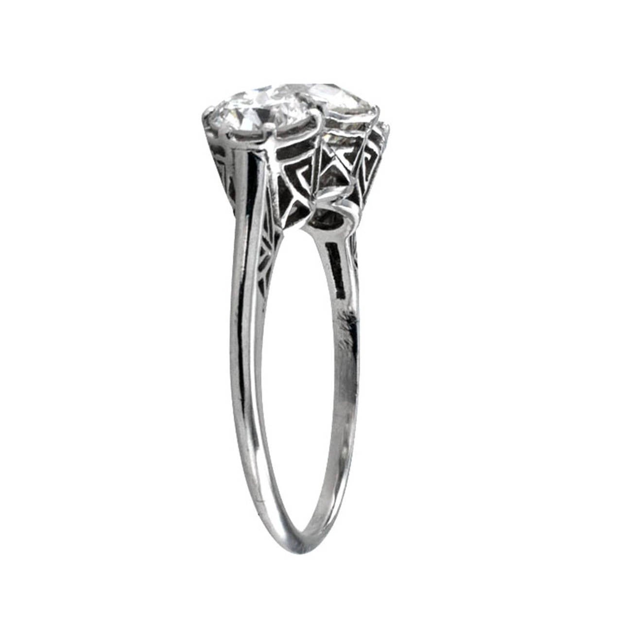 Edwardian Three Stone Diamond Platinum Engagement Ring at 1stDibs Edwardian Three Stone Diamond Platinum Engagement Ring at 1stDibs