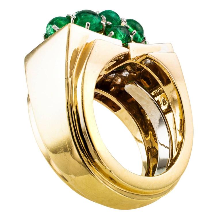David Webb Emerald Diamond Gold Cocktail Ring For Sale at 1stDibs ...