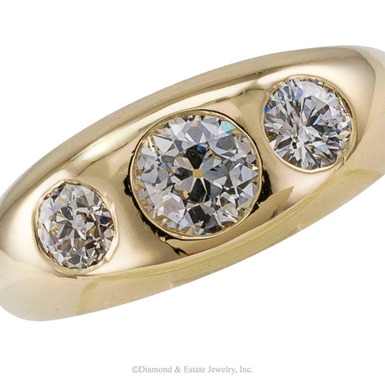 Victorian Three-Stone Gypsy Diamond Ring at 1stDibs | 3 stone gypsy ring