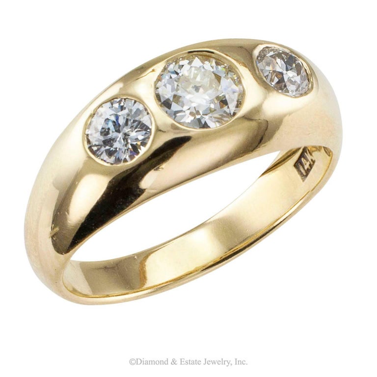 Victorian Three-Stone Gypsy Diamond Ring at 1stDibs | 3 stone gypsy ring