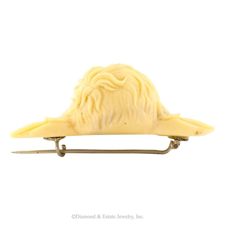 Victorian 1850s Carved Alabaster Cherub Brooch at 1stDibs