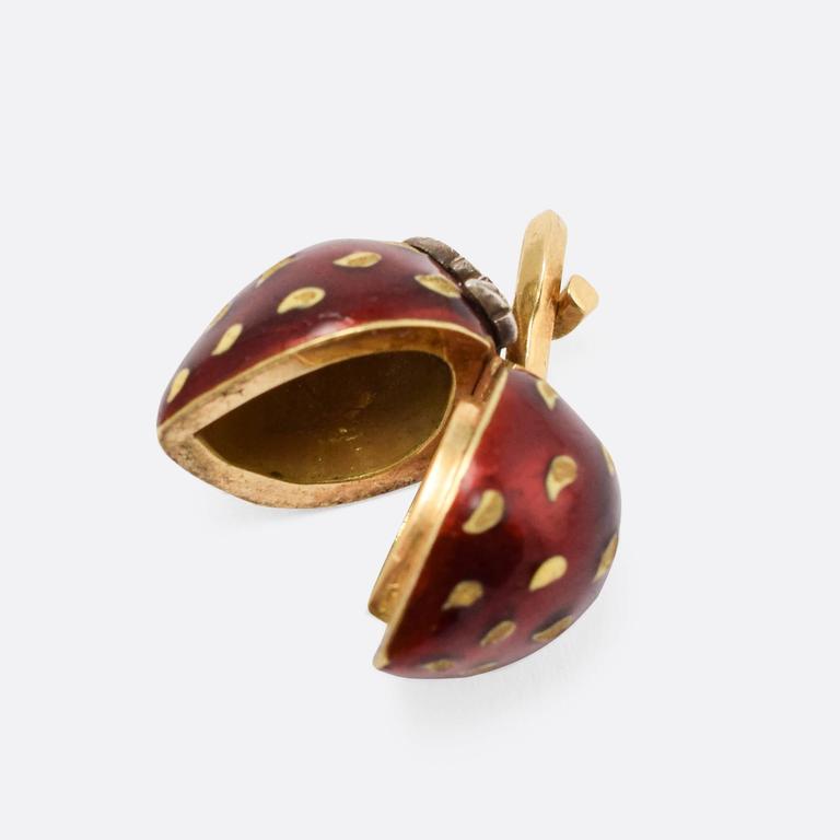French Antique Diamond Strawberry Locket For Sale at 1stDibs