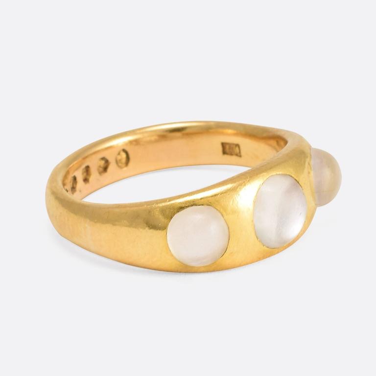 Victorian Moonstone Three-Stone Gold Gypsy Ring at 1stDibs | moonstone ...