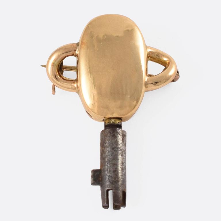 Victorian Bramah Key Gold Brooch at 1stDibs