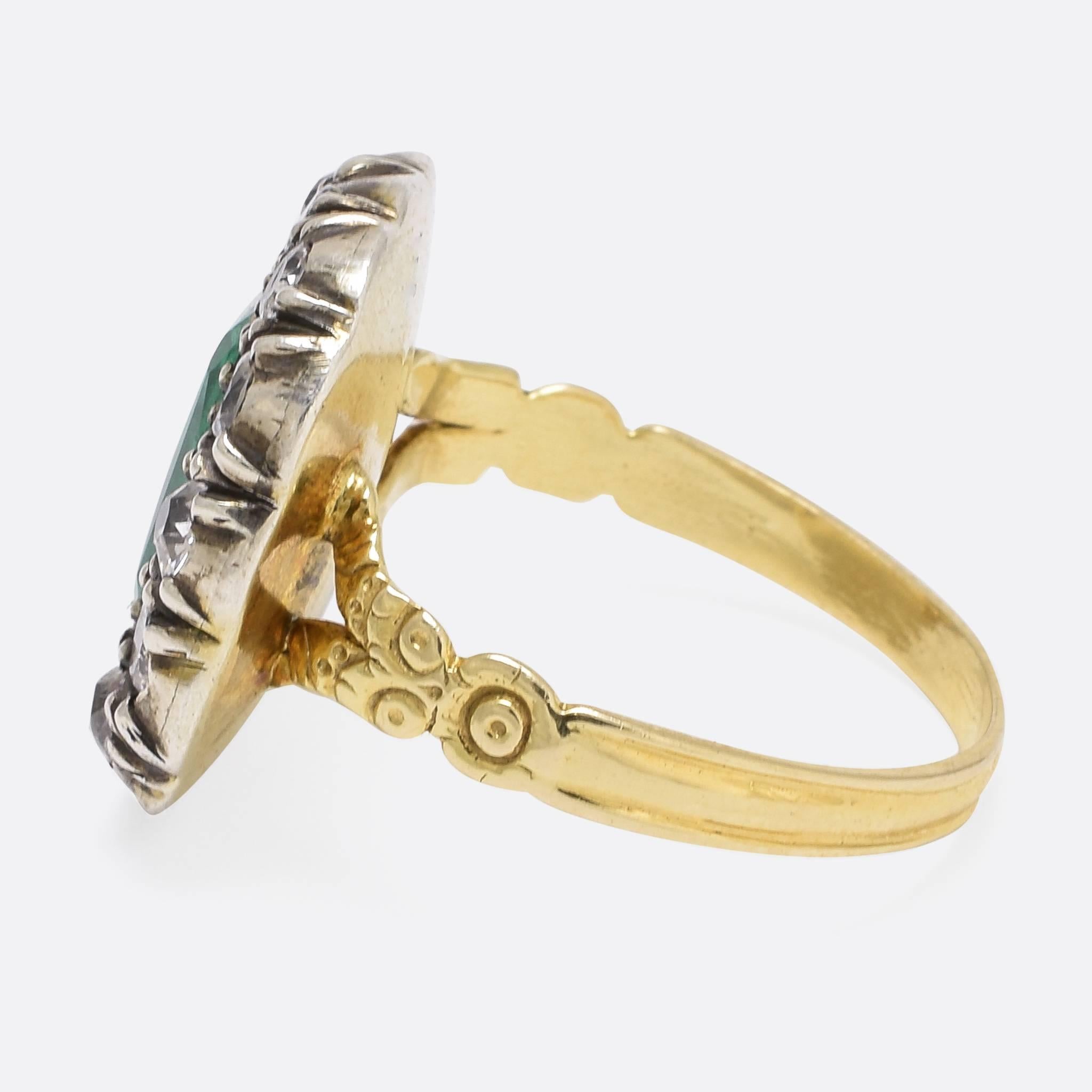 Antique Georgian Emerald Diamond Cluster Ring at 1stDibs | georgian ...