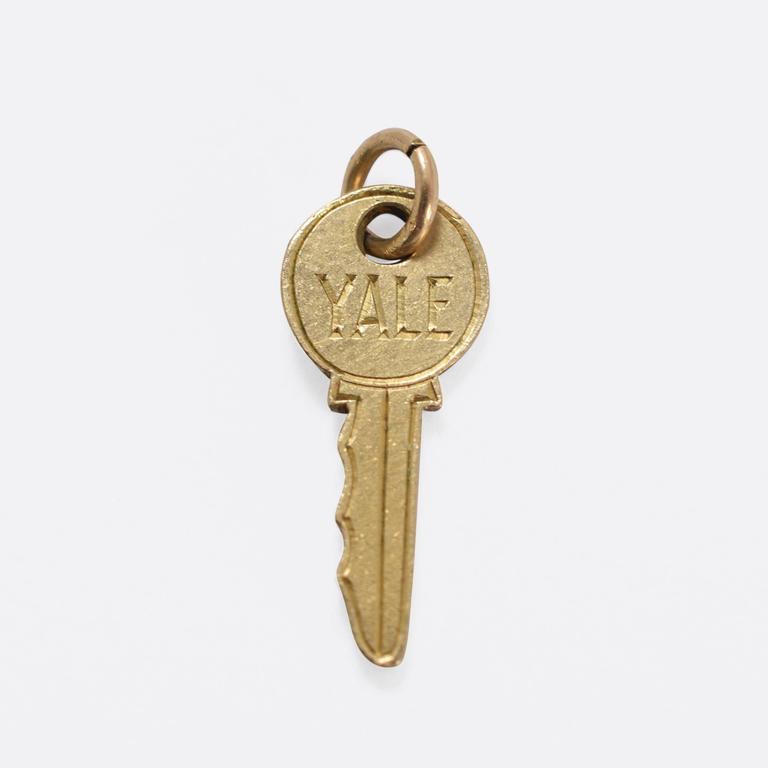 Vintage 1950s Gold Yale Key Pendant at 1stDibs