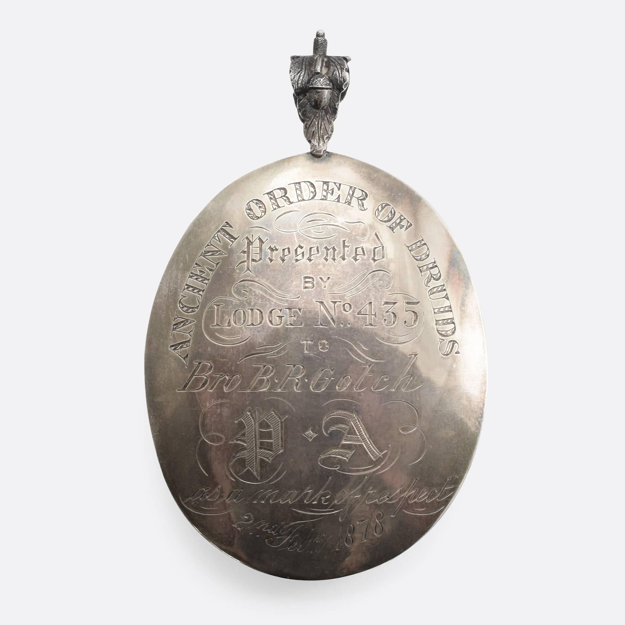 Victorian Oversized Ancient Order of Druids Silver Locket at 1stDibs ...