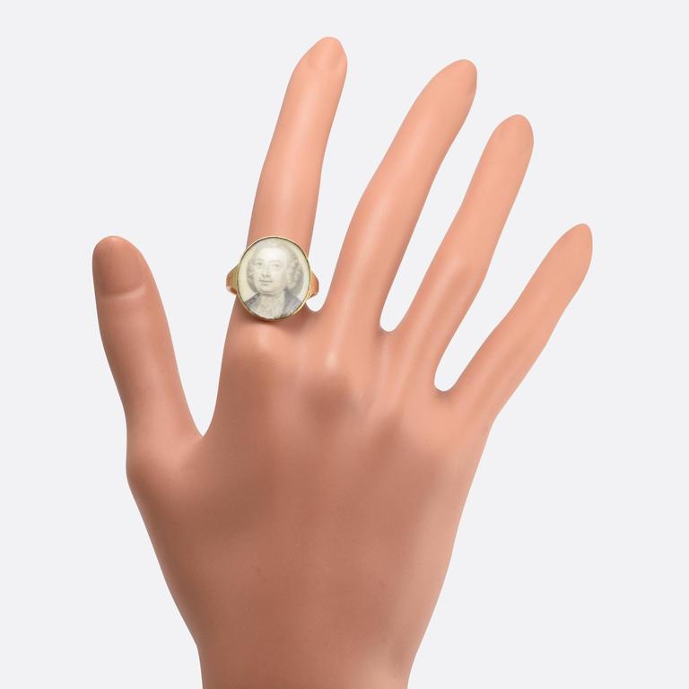 Antique 18th Century Sepia Portrait Miniature Gold Ring at 1stDibs ...