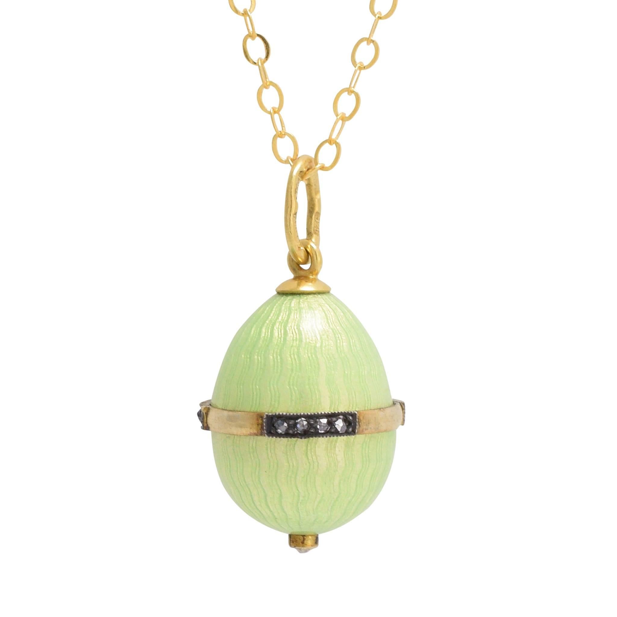 Ananov Green Enamel Russian Miniature Egg Pendant at 1stDibs | ananov ...
