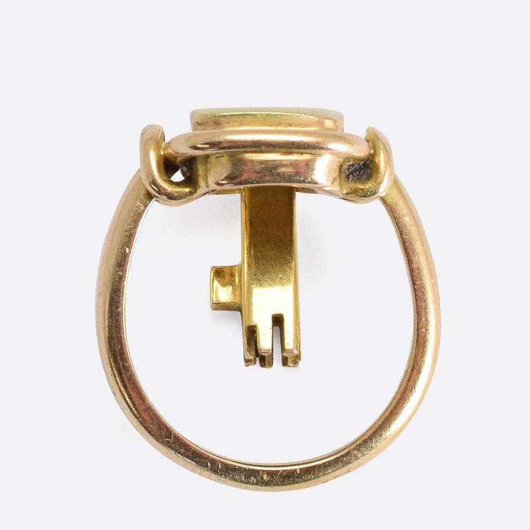 Antique Victorian Bramah Key Gold Signet Ring at 1stDibs