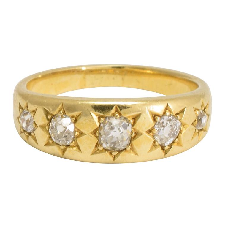 Antique Victorian Star-Set Diamond Five-Stone Band Ring at 1stDibs ...