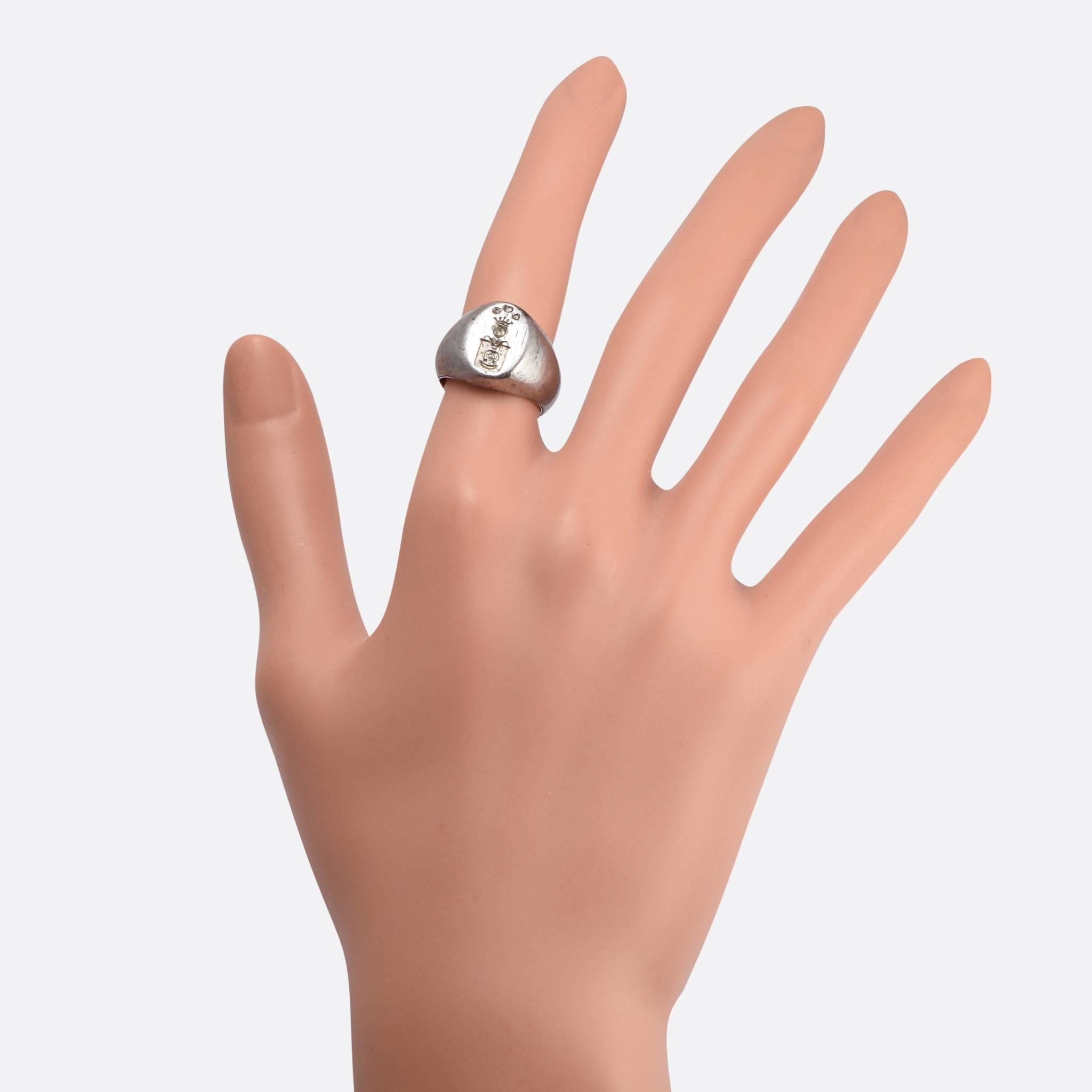 Victorian Gold and Steel Heraldic Signet Ring at 1stDibs